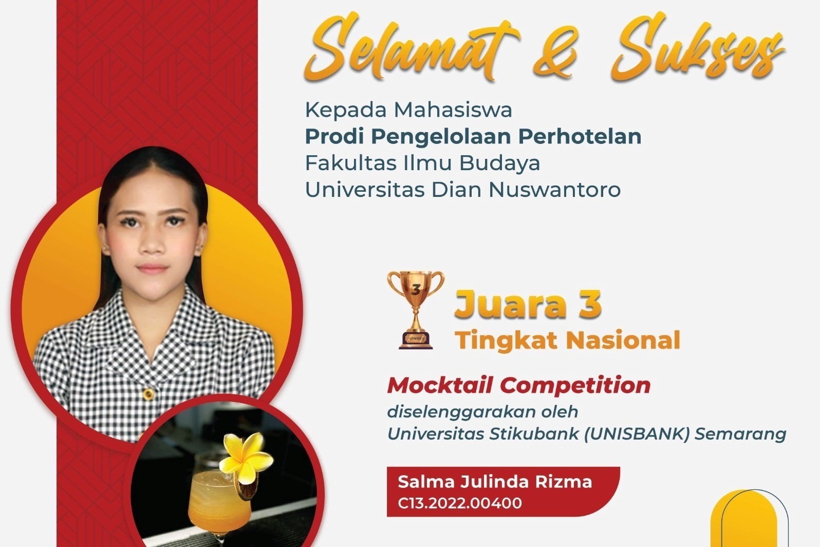 RAIH PRESTASI GEMILANG, MAHASISWI FIB UDINUS SALMA RAIH JUARA PADA ... RAIH PRESTASI GEMILANG, MAHASISWI FIB UDINUS SALMA RAIH JUARA PADA ...